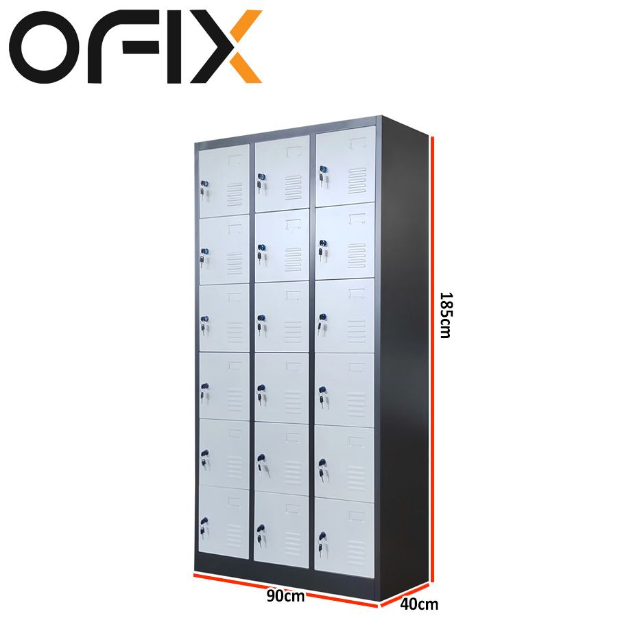 Ofix 18-Door Steel Locker Cabinet (White)