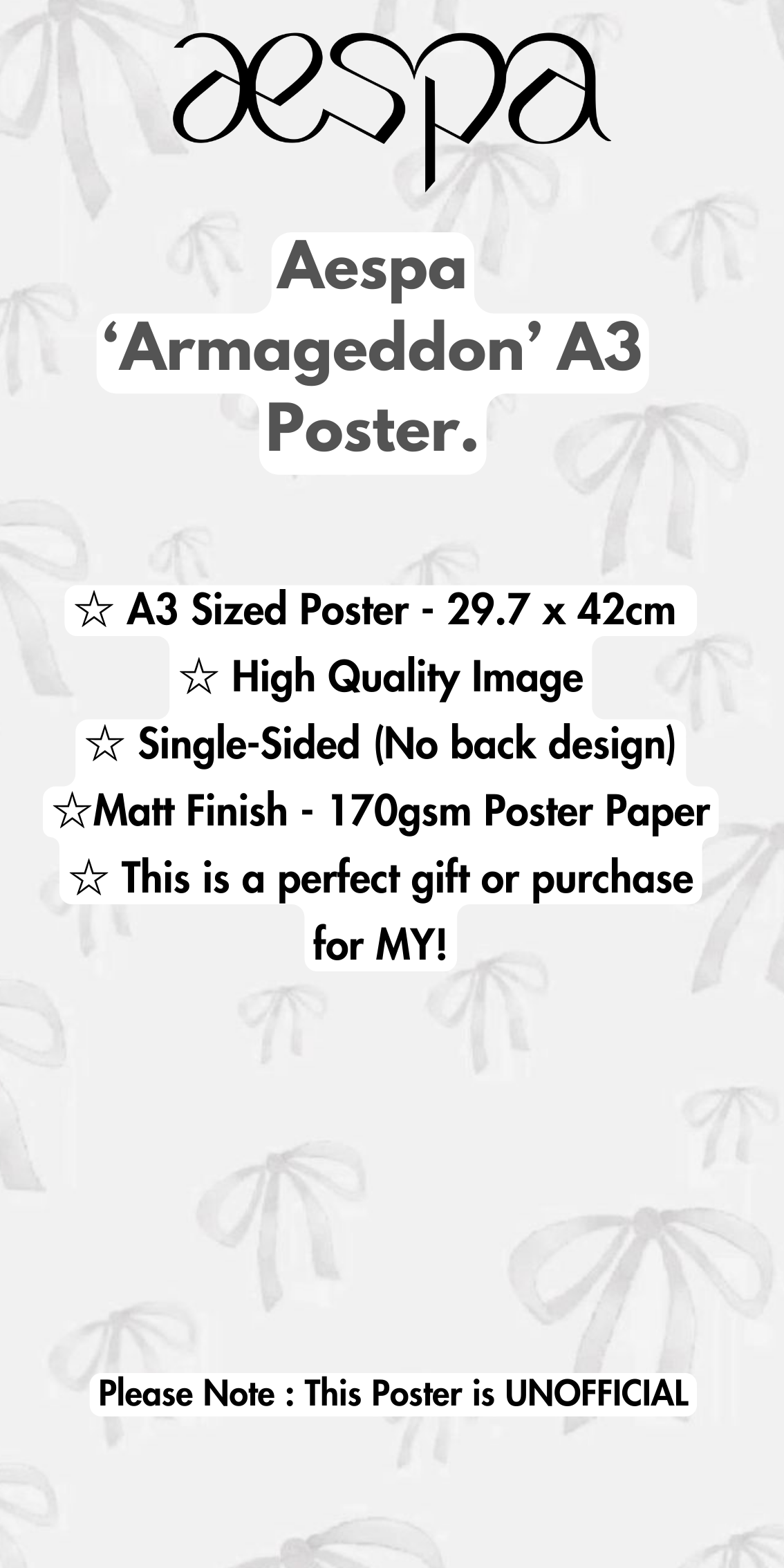 Aespa ‘Armageddon’ A3 Poster!