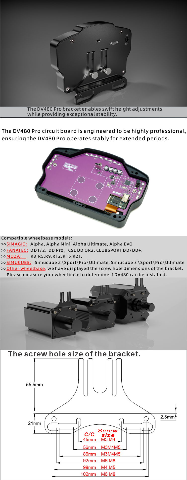 SIMDID DV480 Pro V5 SimRacing Dashboard-DDU-Display-SIMAGIC MOZA ...